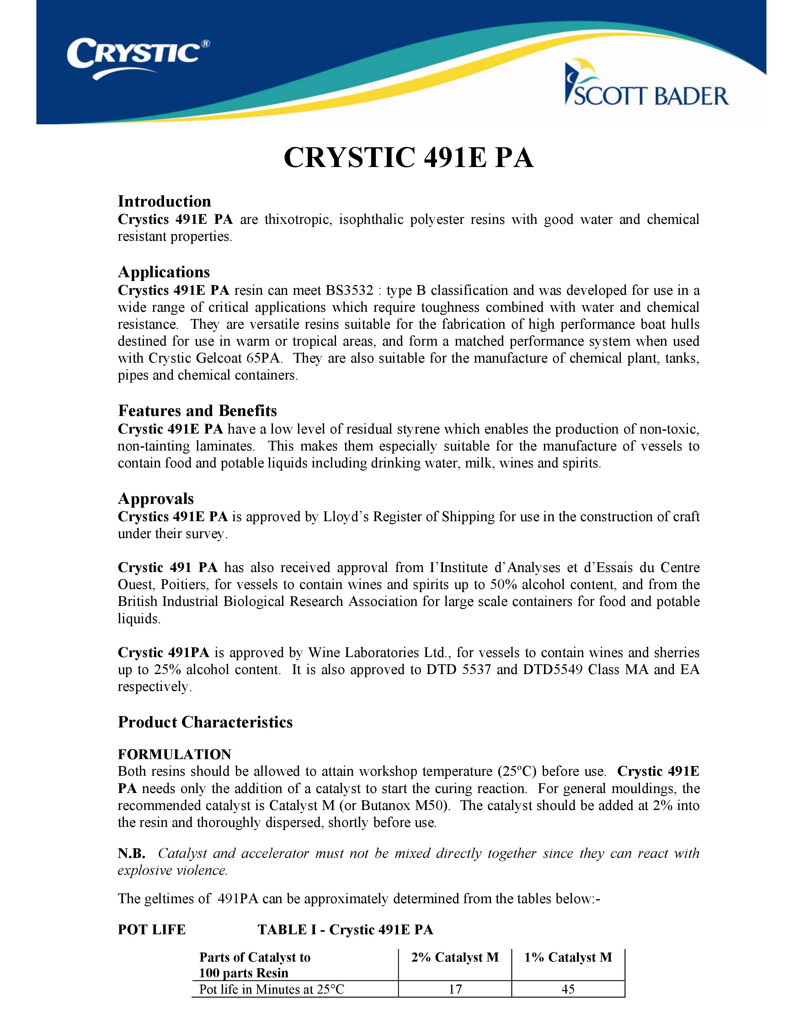 CRYSTIC 491E PA – Industrial Techno International