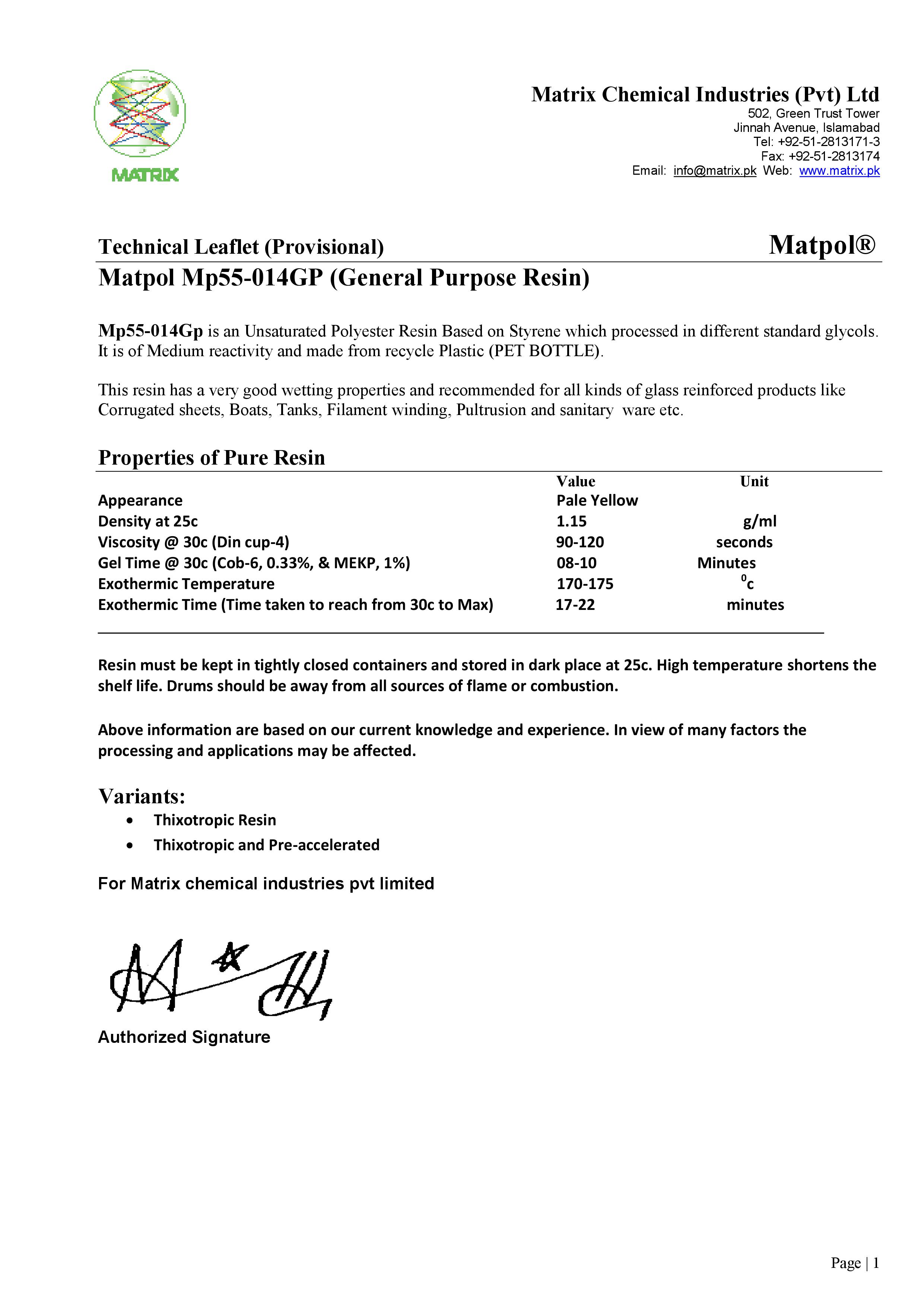 Matpol Mp55-014GP (General Purpose Resin) – Industrial Techno International